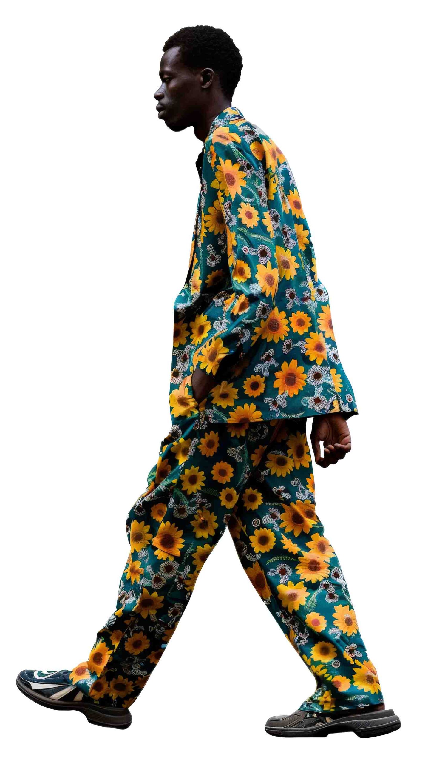 African Senior Man Walking Away In Orange Traditional Attire Afrikut African Senior Man Walking Away In Orange Traditional Attire Afrikut